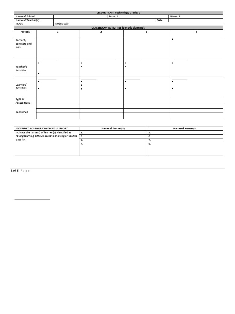 Technology Lesson Plan Term 1 Week 3 of 2025 | PDF | Lesson Plan ...