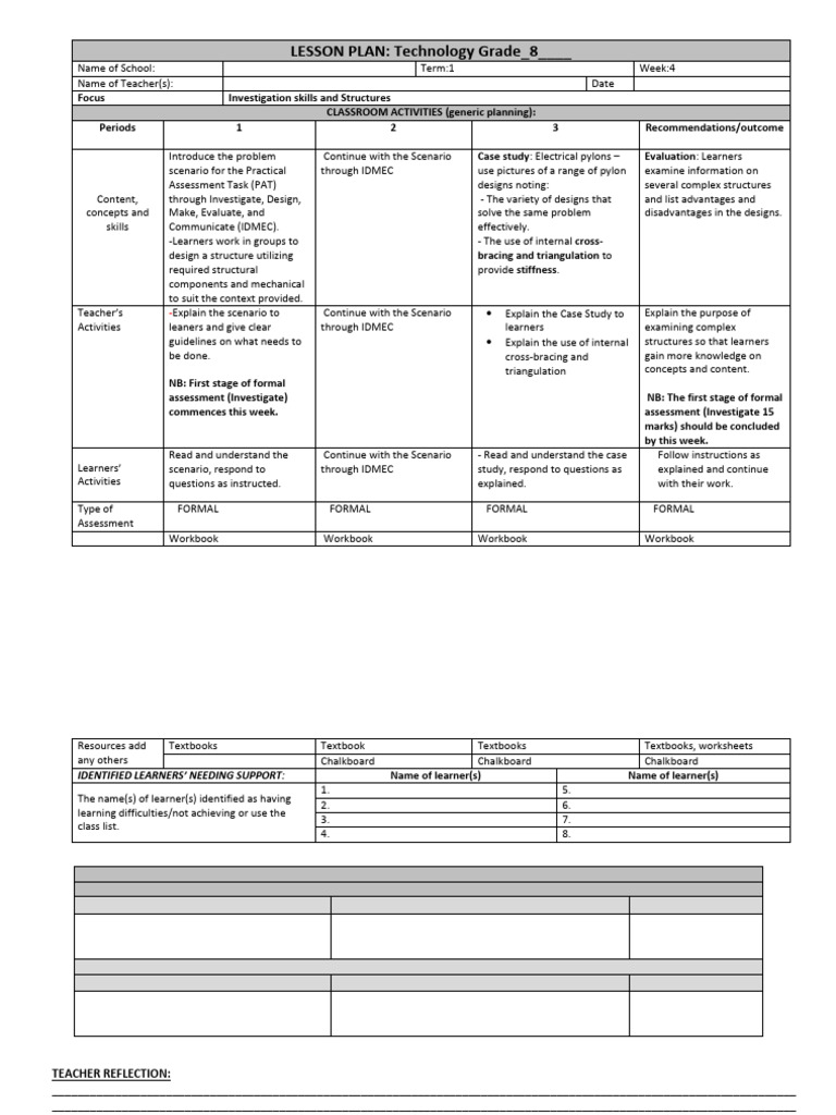 Technology Lesson Plan Term 1 Week 4 of 2025 | PDF | Lesson Plan | Teachers
