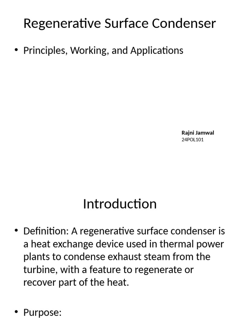 Regenerative Surface Condenser Final PPT Centered | PDF