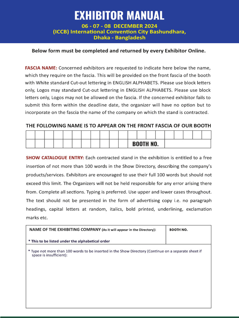 Banglamed Expo Manual Form 2024 | PDF