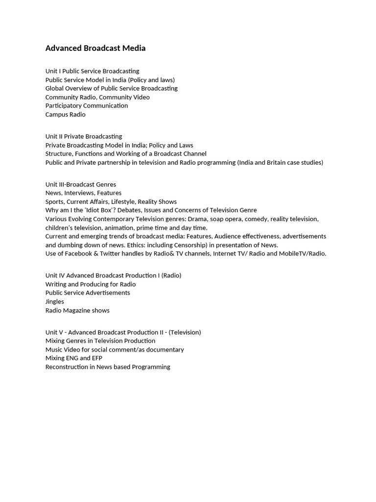 Advanced Broadcast Media Overview | PDF