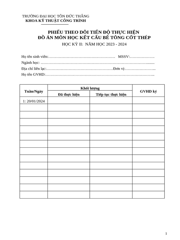 Mau Phieu Theo Doi Tien Do Thuc Hien-KC BTCT | PDF