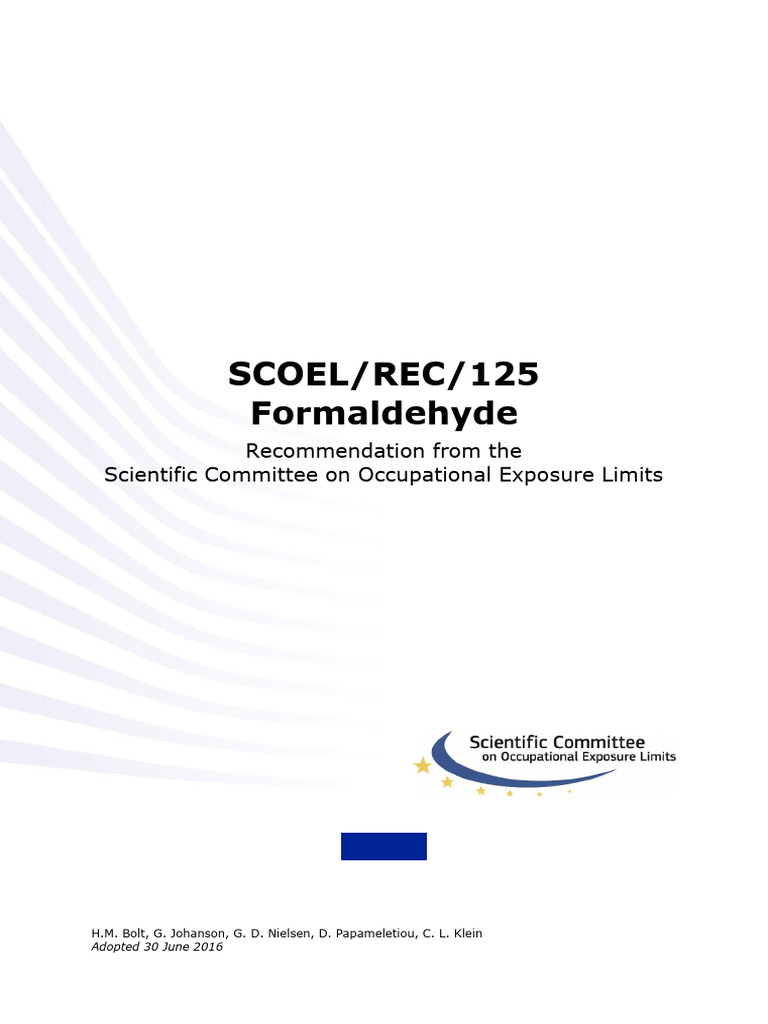 SCOELREC125 Formaldehyde Recommendation From The Scientific Committee ...