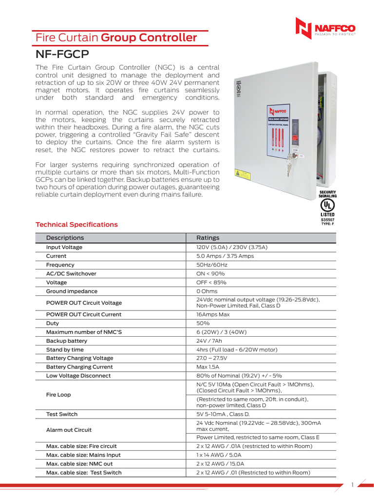 Fire Curtain Group Controller Specs | PDF | Mains Electricity | Power ...