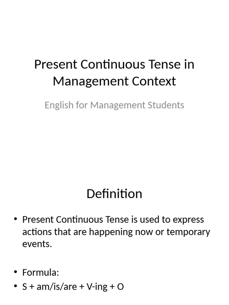 Present Continuous Tense in Management | PDF