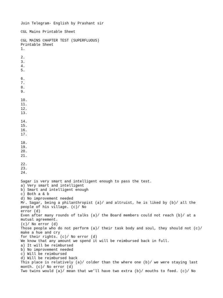 SUPERFLUOUS EXPRESSIONS Superfluous Chapter Test Printabl@ImPaidTG ...