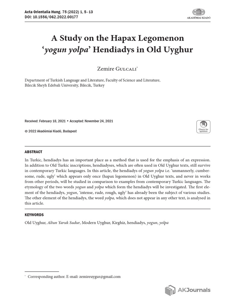 A Study On The Hapax Legomenon | PDF | Linguistics