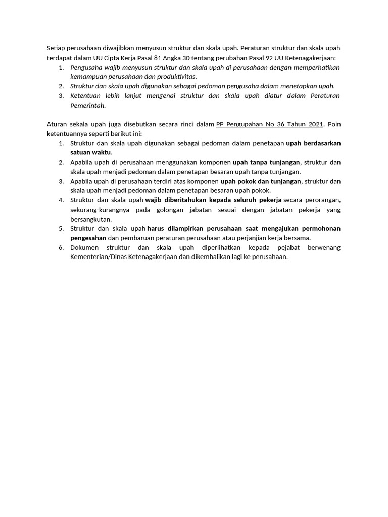 Contoh Struktur Skala Upah Perusahaan | PDF