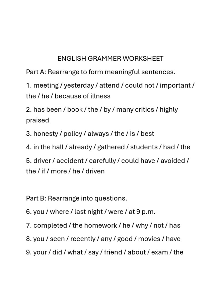 Jumble Sentences | PDF