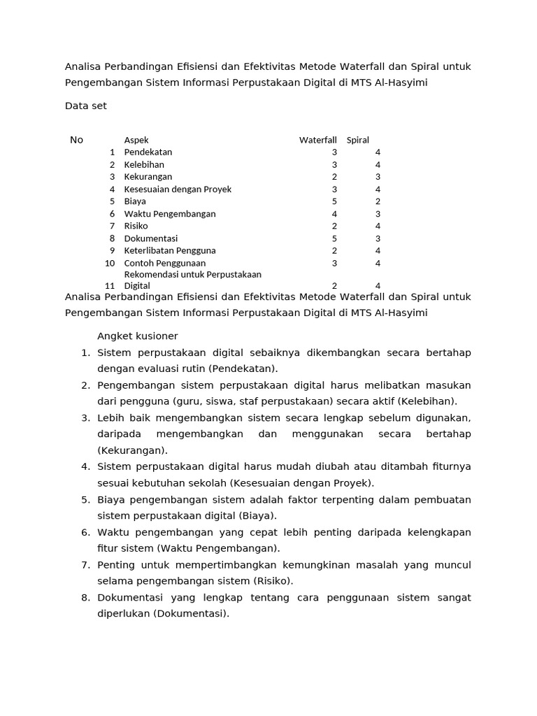 Perbandingan Metode Waterfall dan Spiral | PDF
