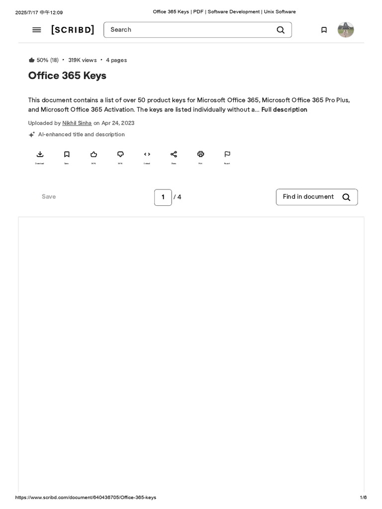 Free Microsoft Office 365 Keys List | PDF | Scribd | Computing