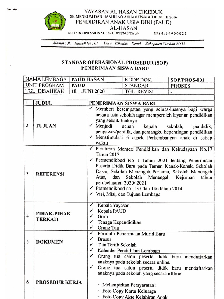 Sop PPDB | PDF