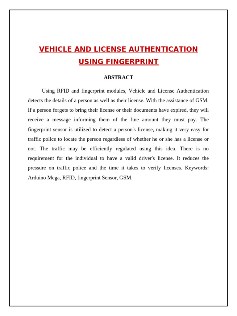 Vehicle License Authentication System | PDF | Radio Frequency ...