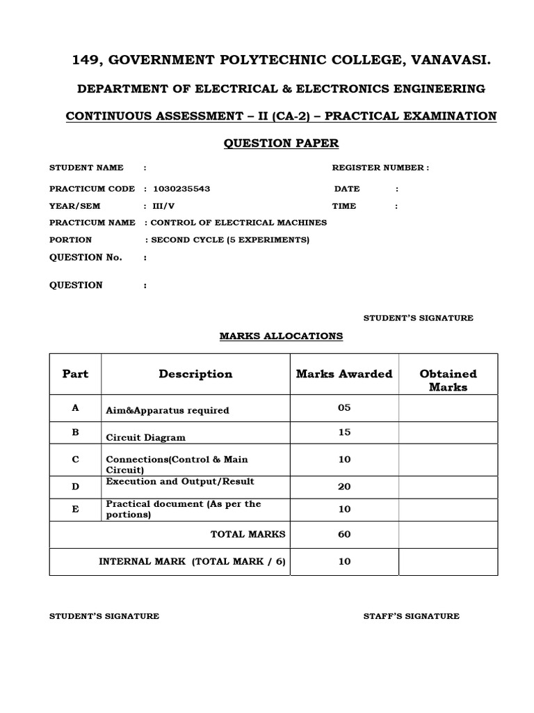 Cem Ca2 Front Page & Questions (Take Front & Back Printout) | PDF