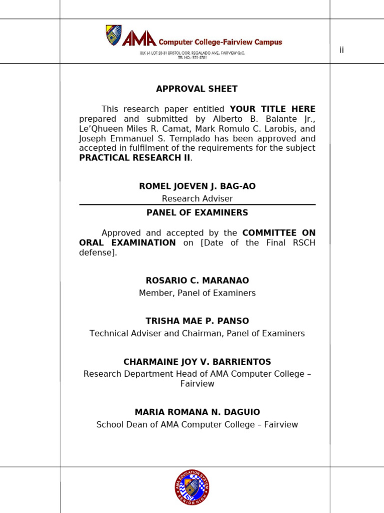 Practical Research II Approval Sheet | PDF
