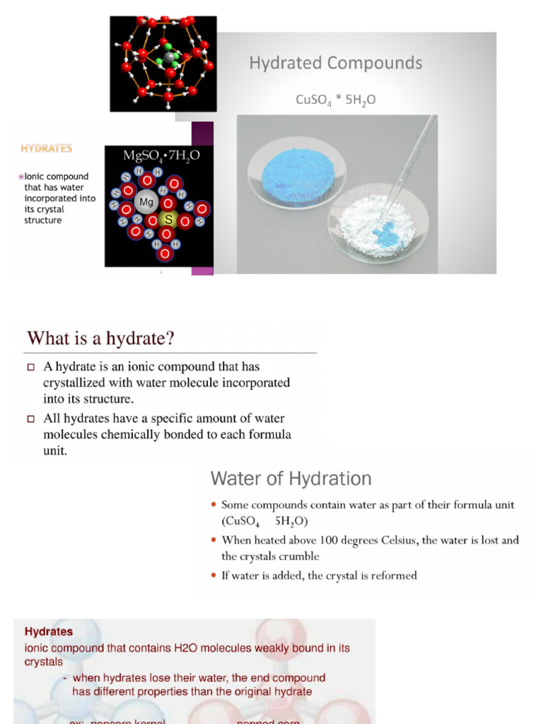 CHEM 214 Experiment - Hydrated Salt - Percentage of Water | PDF