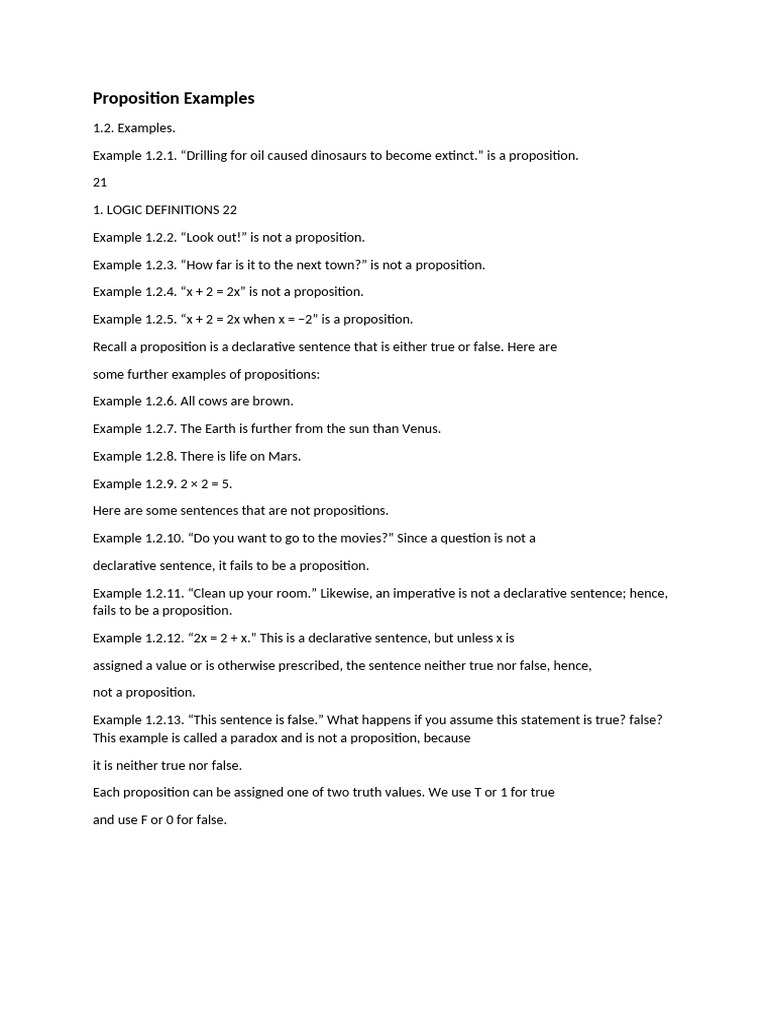 Proposition Examples | PDF