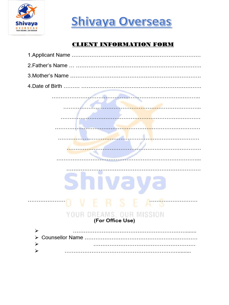 Client Information Form Template | PDF