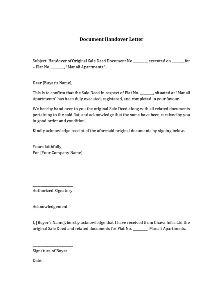 Handover Letter | PDF