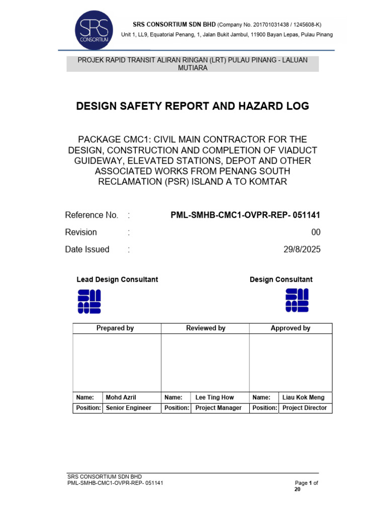 Design Safety Report & Hazard Log | PDF | Risk | Safety