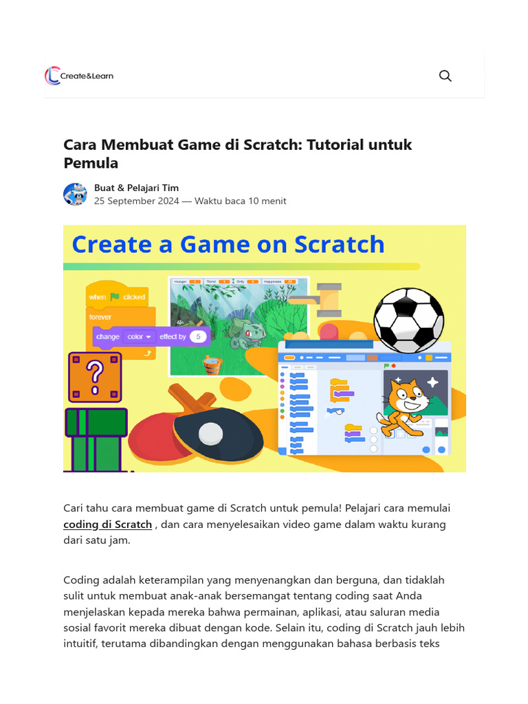 Cara Membuat Game Di Scratch - Tutorial Menyenangkan Untuk Pemula | PDF