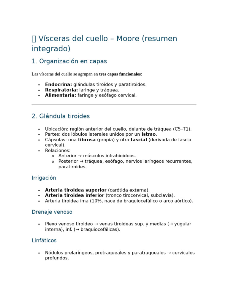 Vísceras del cuello: Estructura y función | PDF | Laringe | Tiroides