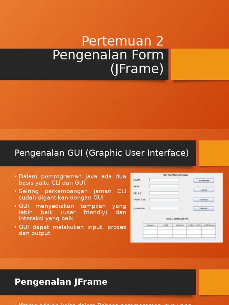 Pertemuan 2 Pengenalan Form (Jframe) | PDF