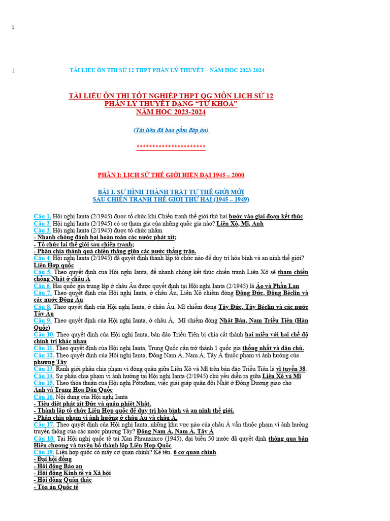 Question For Viet Nam History From Grade 12 | PDF