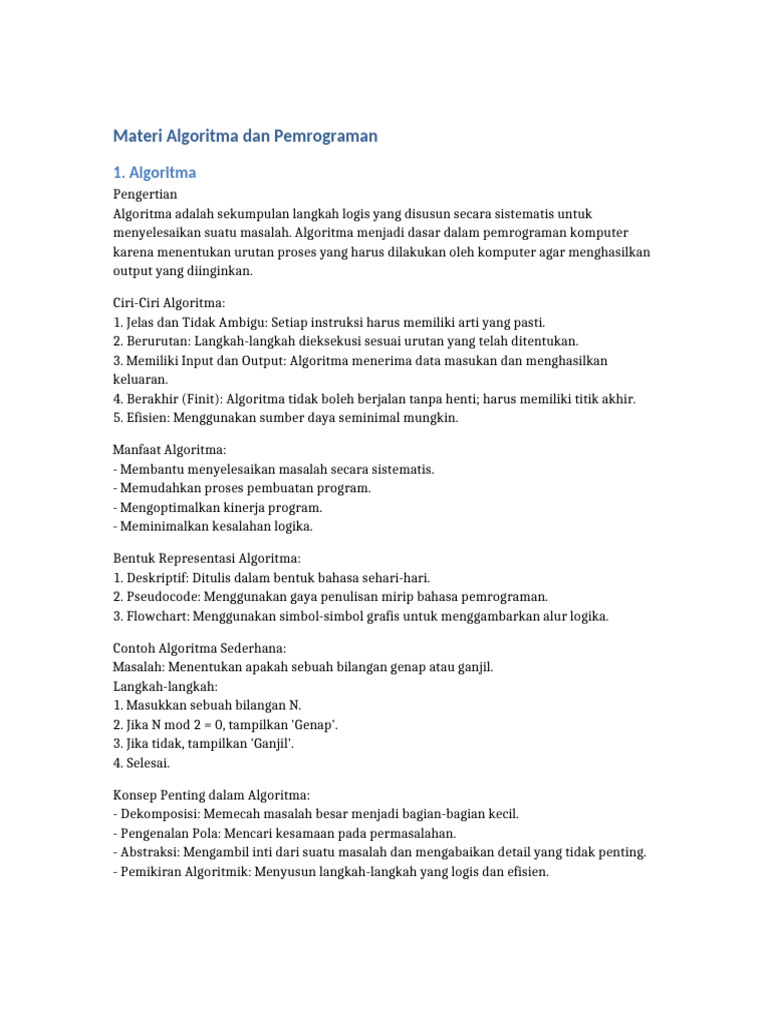 Materi Algoritma Dan Pemrograman Panjang | PDF