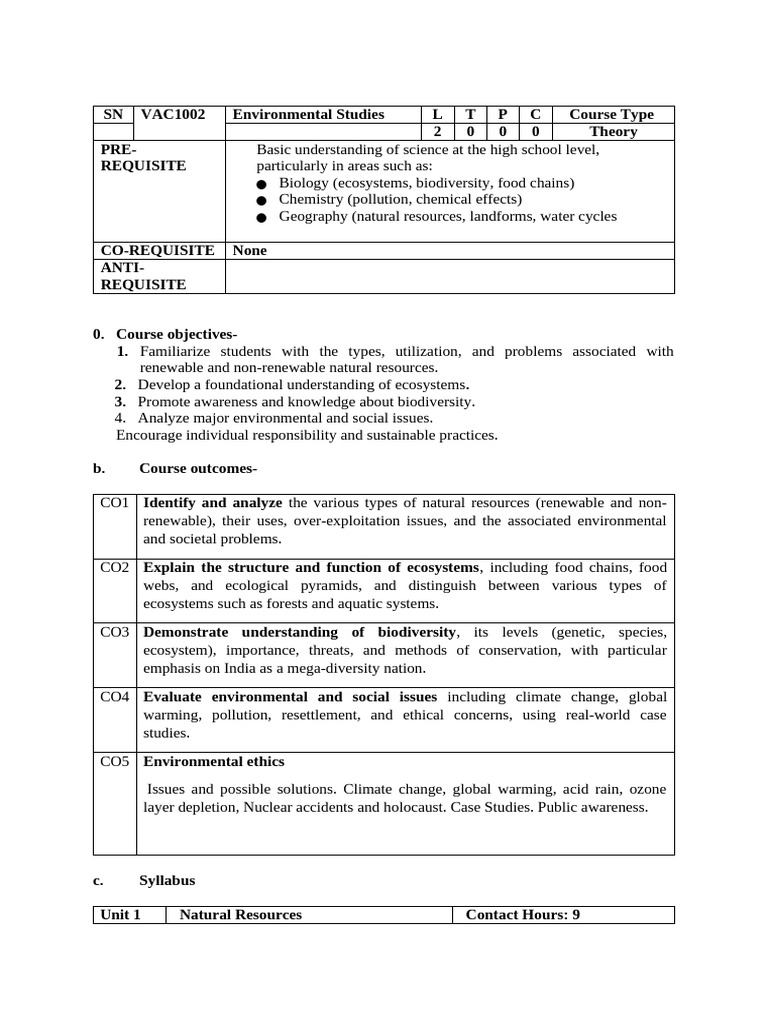 Environmental Studies Syllabus 2025 | PDF | Biodiversity | Ecosystem