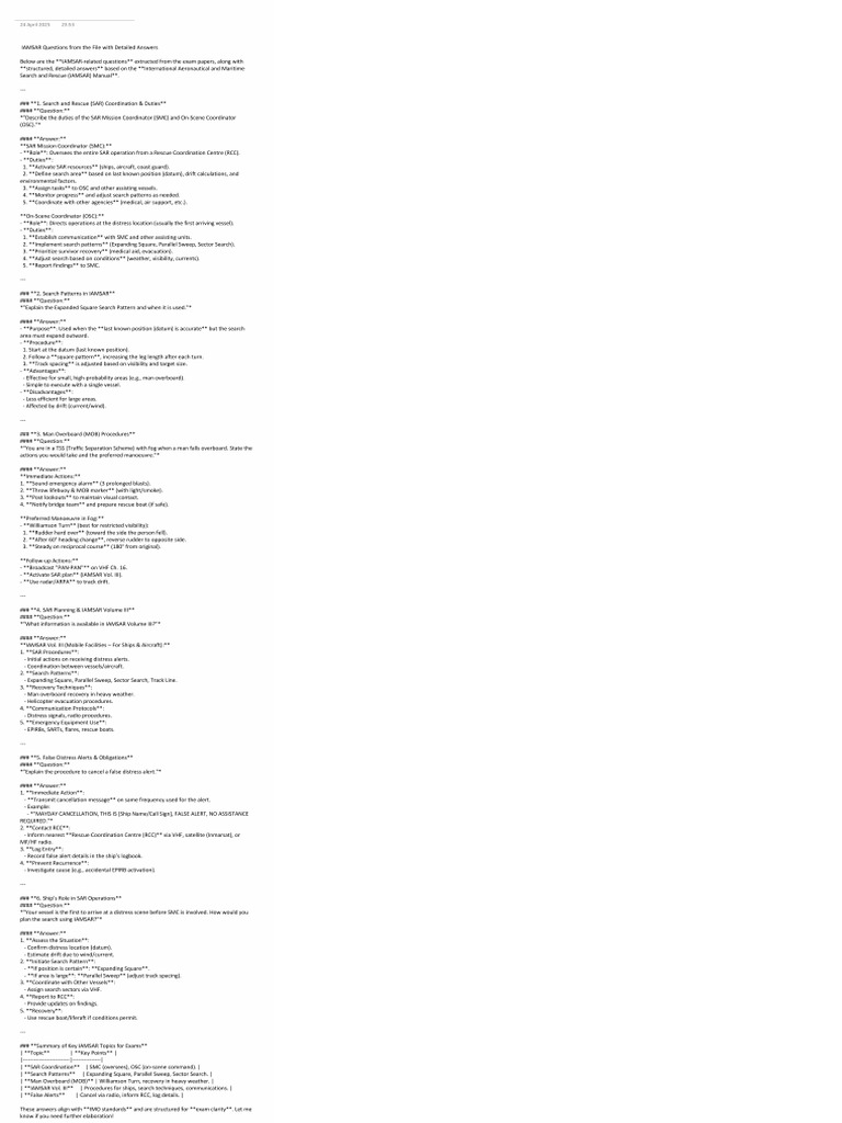 IAMSAR Questions From The File | PDF