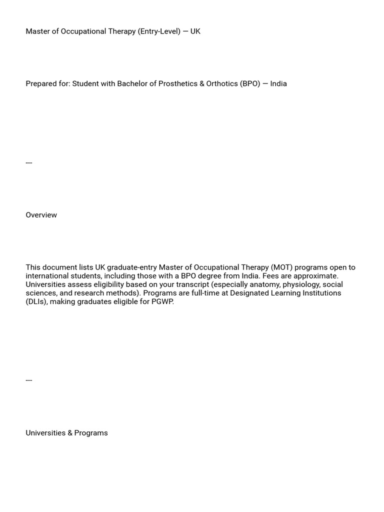 MOT Courses Uk | PDF | Master Of Science | Bachelor's Degree