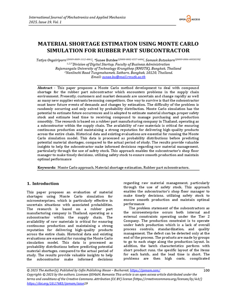 Material Shortage Estimation via Monte Carlo | PDF | Monte Carlo Method ...
