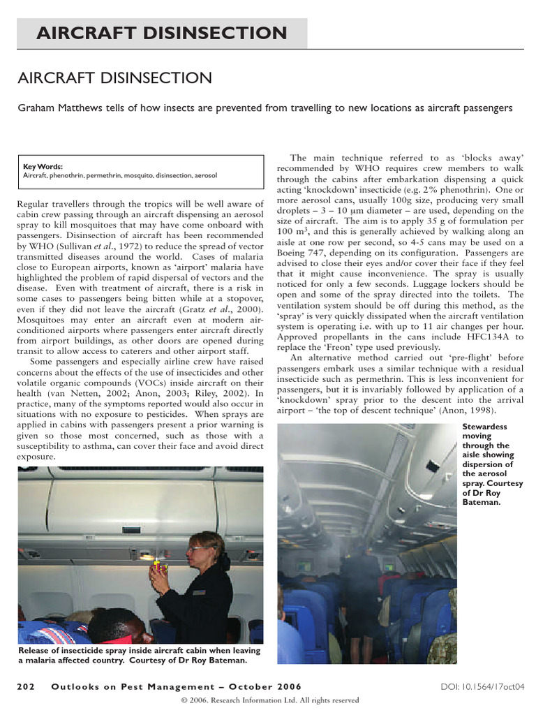 Aircraft Disinsection | PDF | Malaria