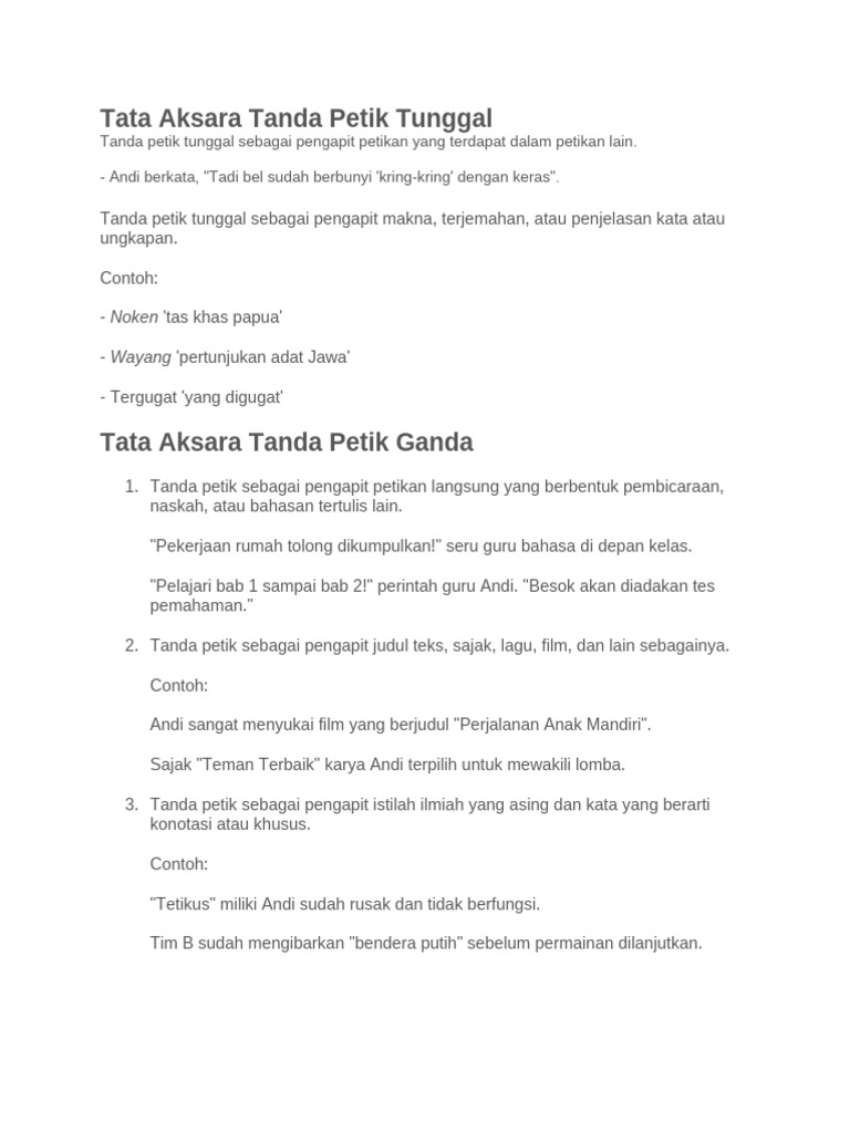 Tata Aksara Tanda Petik Tunggal | PDF