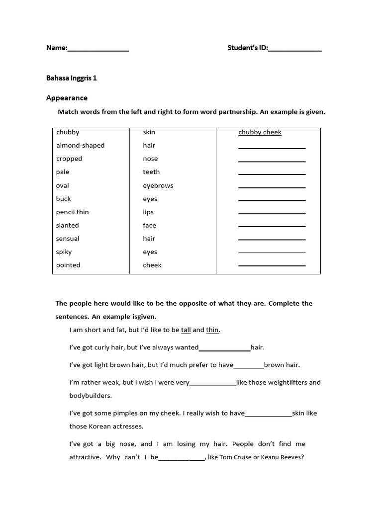 Describing People: Exercises and Activities | PDF | Adjective | Grammar