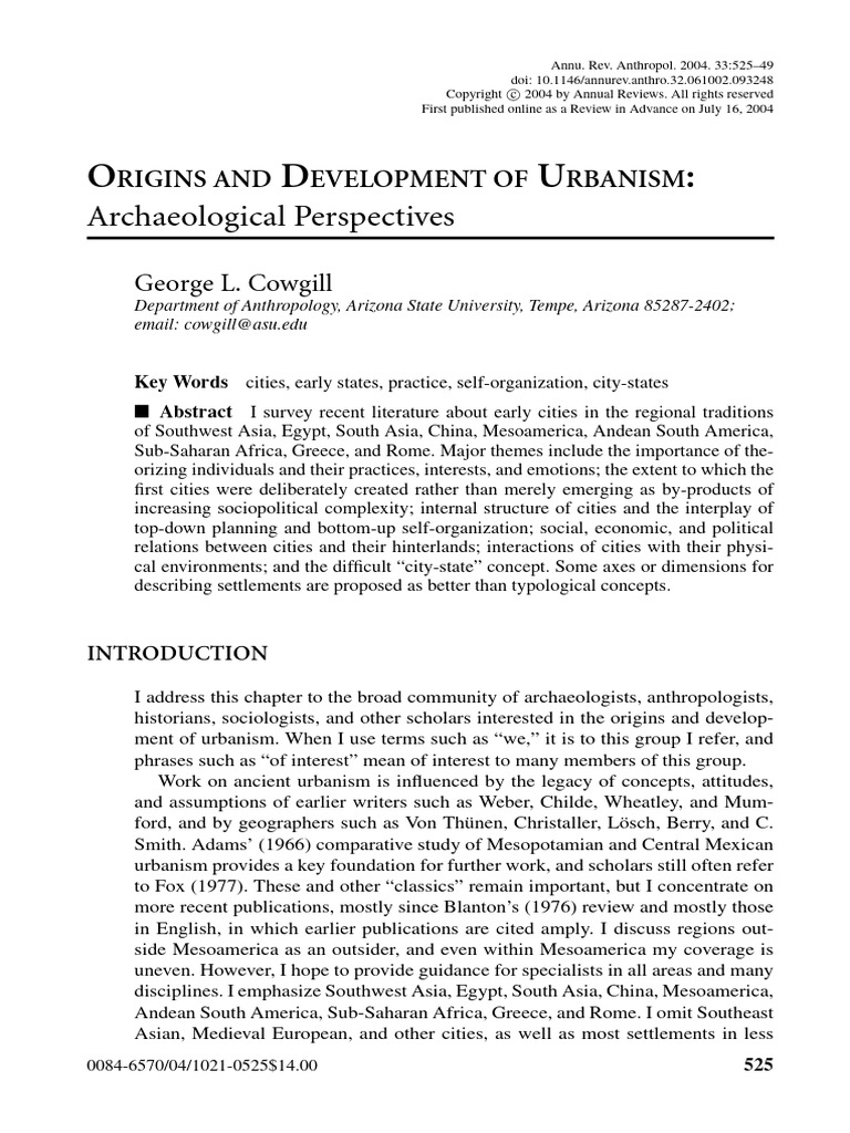 Archaeological Insights on Urban Origins | PDF | City | Mesopotamia