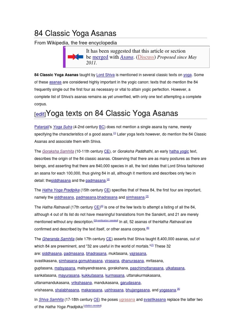 84 Classic Yoga Asanas | PDF | Asana | Mental Training