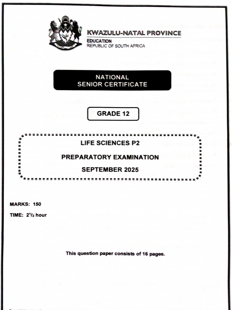 Life Sciences P2 Grade 12 2025 | PDF