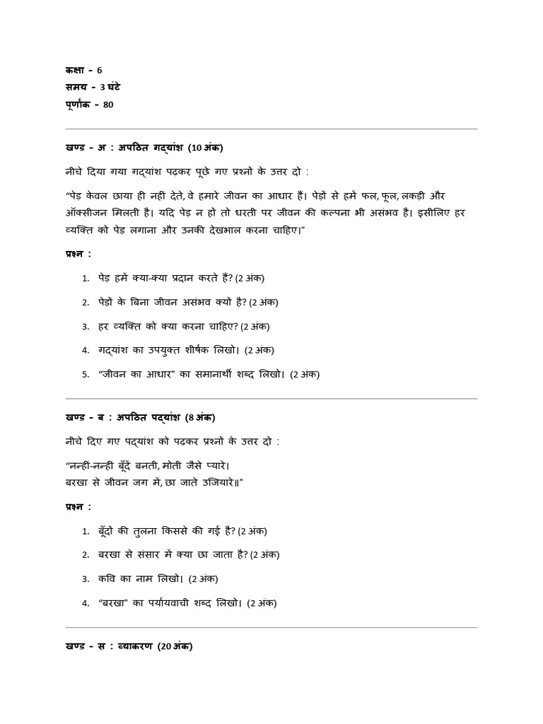 My Hindi Mock Test | PDF
