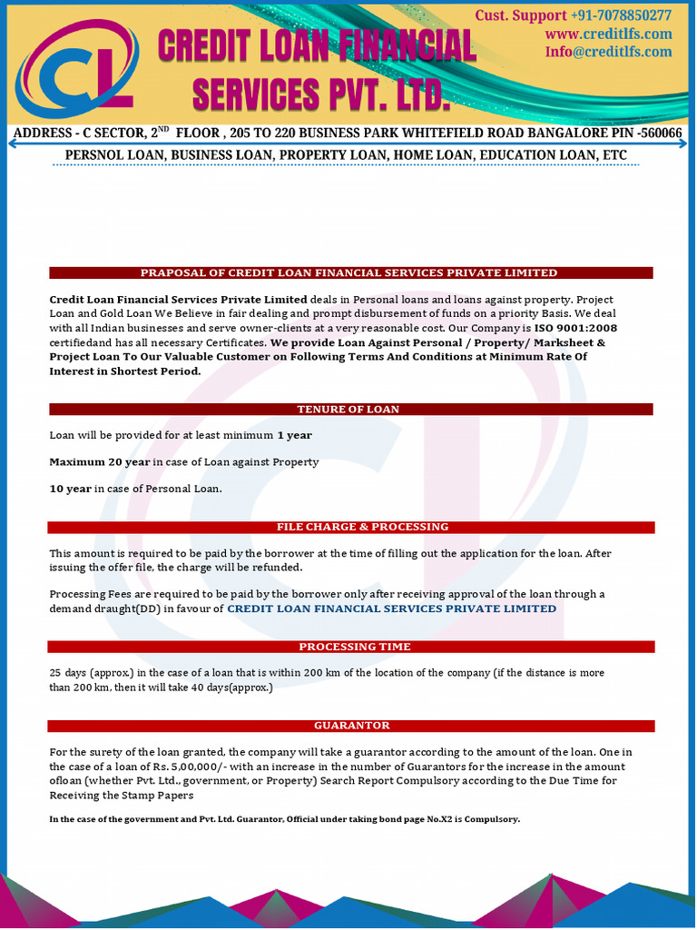Credit Loan Brochure | PDF | Loans | Surety
