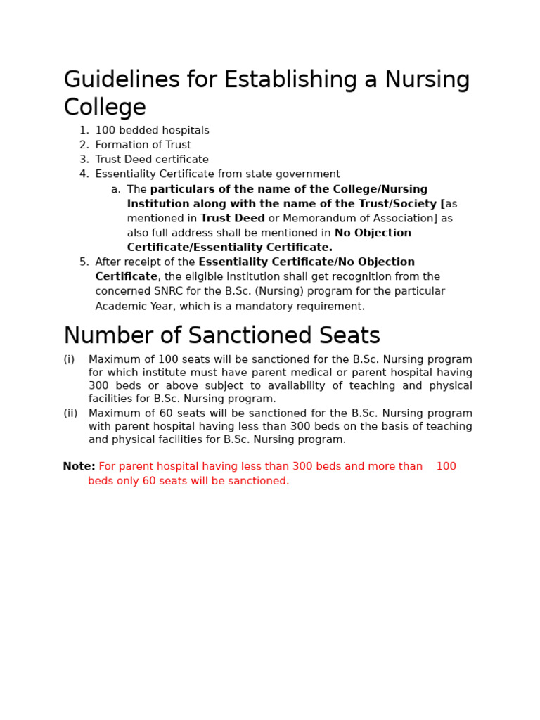 Nursing College Establishment Guidelines | PDF