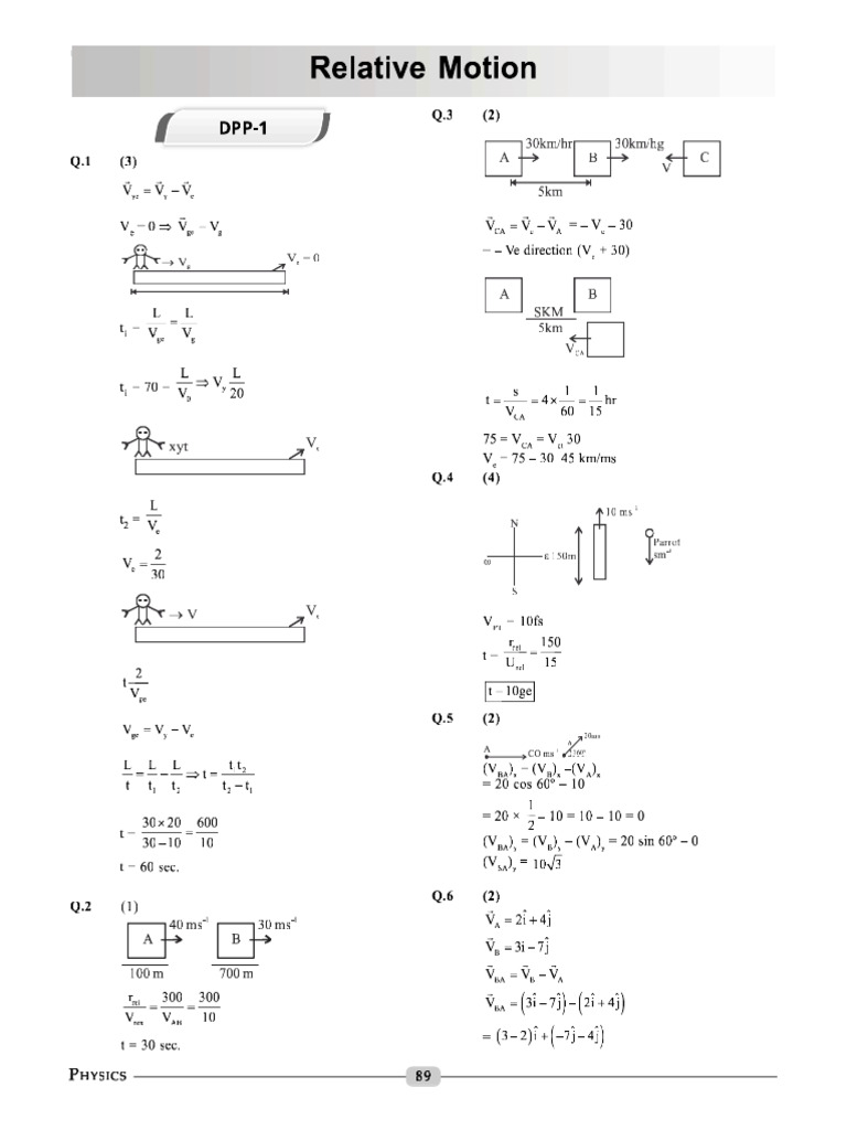 JEE RELATIVE MOTION SOLUTION.0a9f667 | PDF