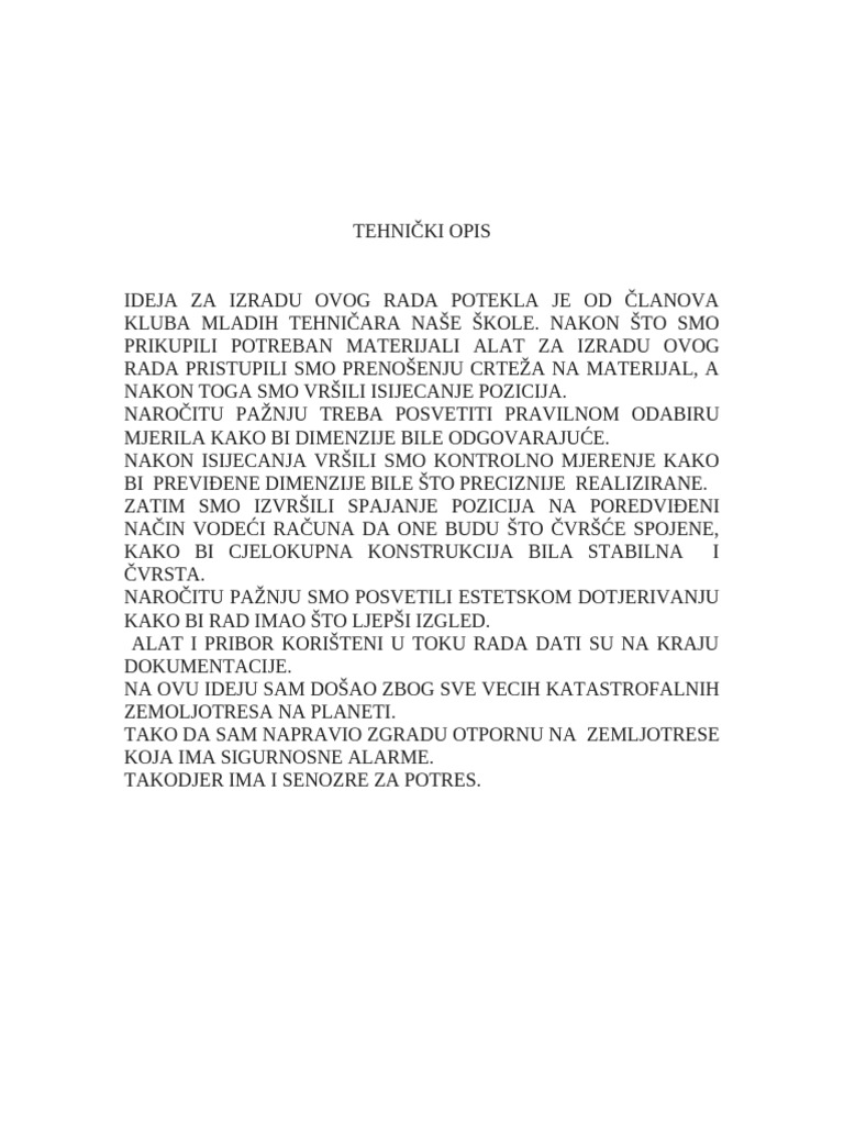 Tehnicki Opis | PDF