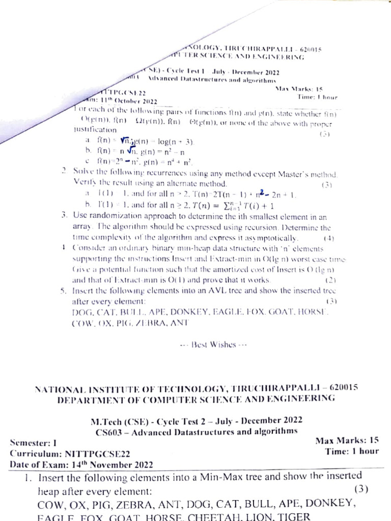 ADSA Exam Question Papers 2022 | PDF | Algorithms And Data Structures ...