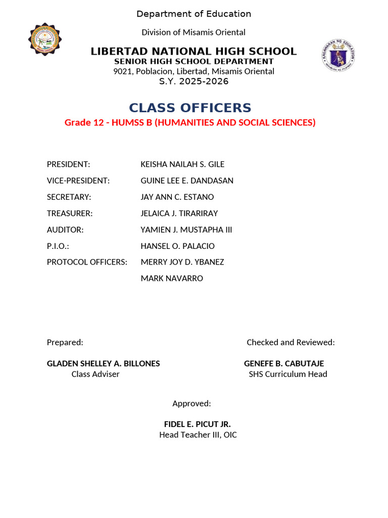 Class Officers | PDF