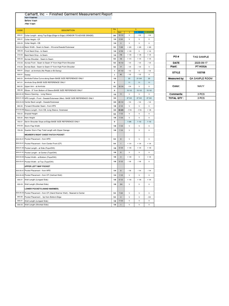 Measurement TAG SAMPLE 103708-NAVY - S | PDF | Seam (Sewing) | Fashion