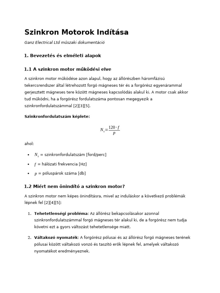 Szinkron Motorok Inditasa | PDF