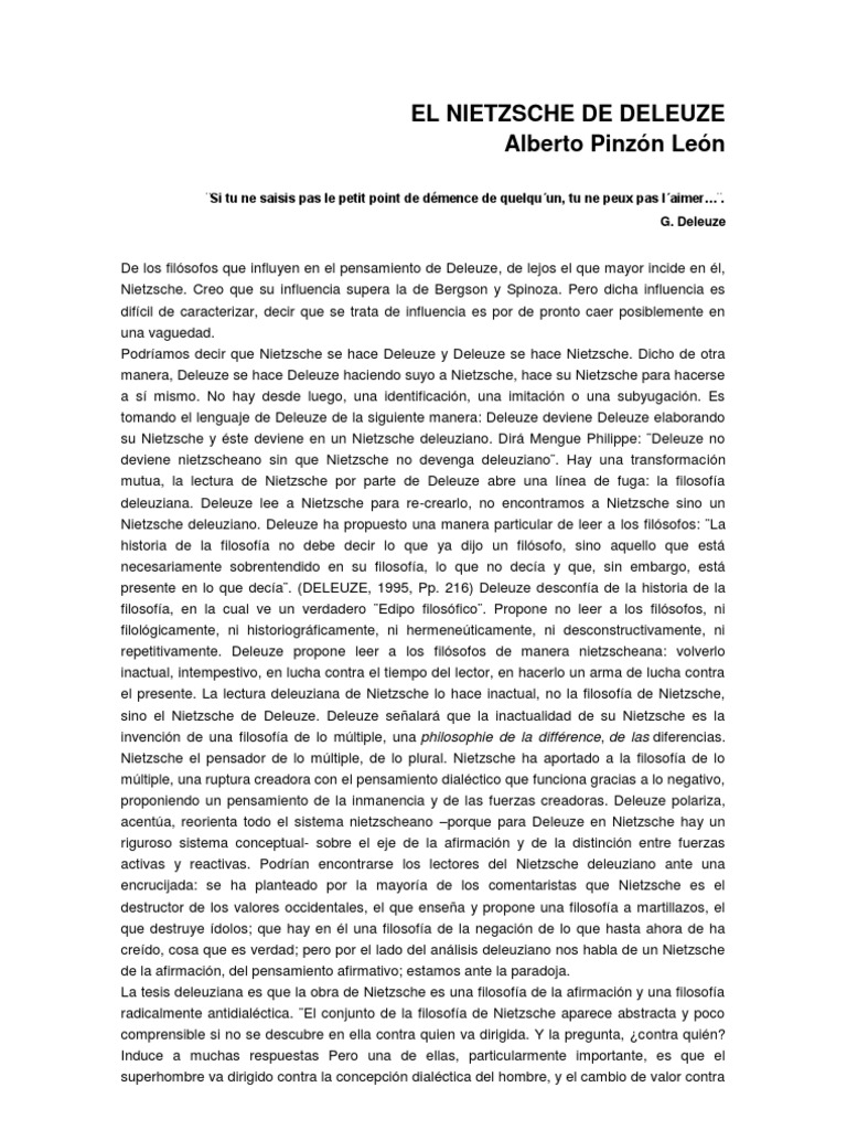 El Nietzsche de Deleuze | PDF | Friedrich Nietzsche | Dialéctico