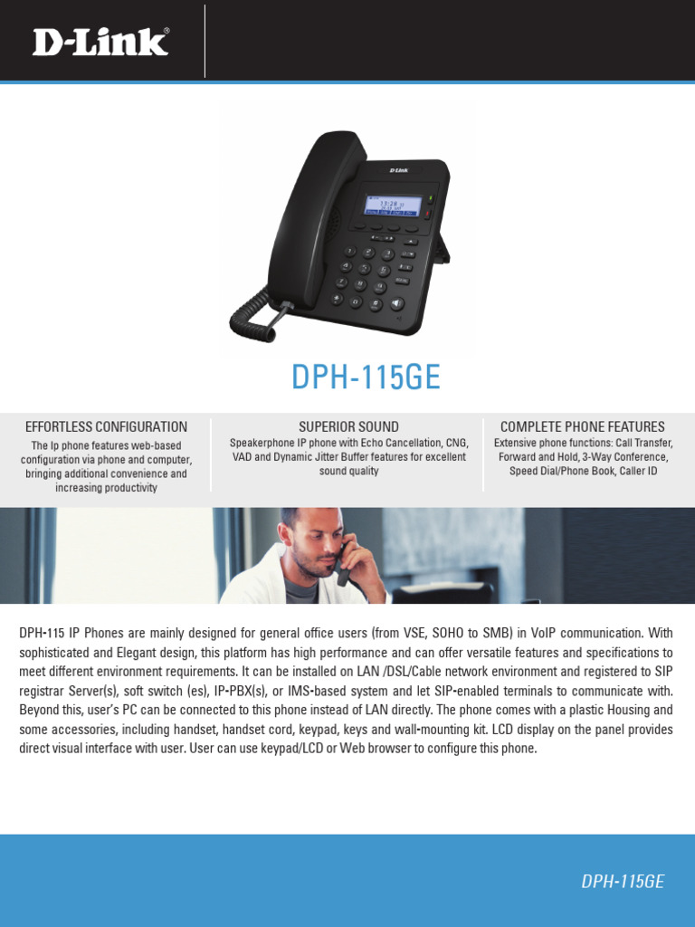 D Link Datasheet DPH 115GE 631705f706b69 | PDF | Telephone | Session Initiation Protocol